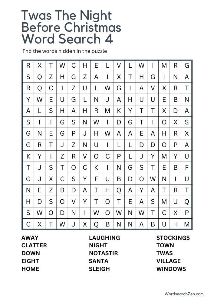Twas The Night Before Christmas Word Search 15 Free Printable PDF File ...