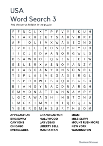 USA States Word Search Free Printable PDF File - WordsearchZen.com