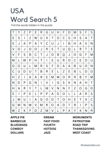 USA States Word Search Free Printable PDF File - WordsearchZen.com