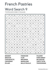 French Pastries Word Search 9 Free Printable PDF File - WordsearchZen.com