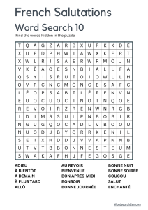 French Salutations Word Search 10 Free Printable PDF File ...