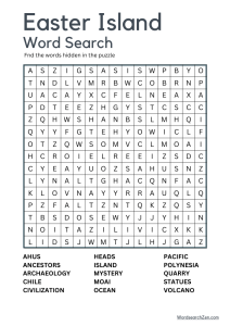 Easter Island Word Search Free Printable PDF File - WordsearchZen.com
