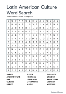 Latin American Culture Word Search Free Printable PDF File ...