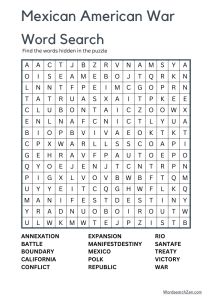 Mexican American War Word Search 25 Free Printable PDF File ...