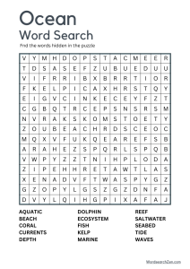 Ocean Word Search Free Printable PDF File - WordsearchZen.com