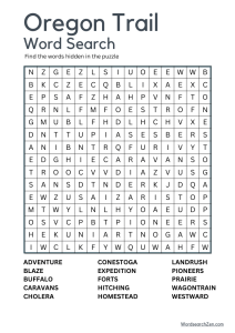 Oregon Trail Word Search 28 Free Printable PDF File - WordsearchZen.com