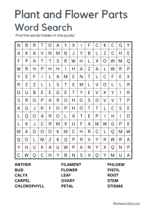 Plant and Flower Parts Word Search Free Printable PDF File ...