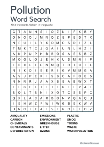 Pollution Word Search Free Printable PDF File - WordsearchZen.com