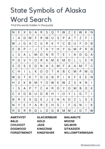 State Symbols of Alaska Word Search Free Printable PDF File ...