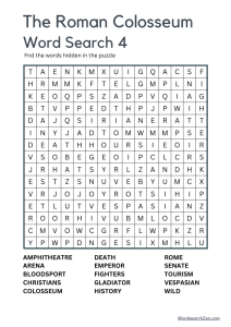 The Roman Colosseum Word Search Free Printable PDF File - WordsearchZen.com