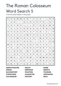 The Roman Colosseum Word Search Free Printable PDF File - WordsearchZen.com