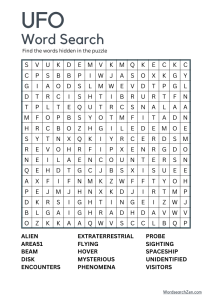 UFO Word Search Free Printable PDF File - WordsearchZen.com
