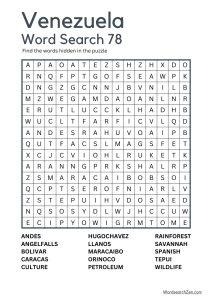 Venezuela Word Search 78 Free Printable PDF File - WordsearchZen.com