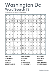Washington Dc Word Search 79 Free Printable PDF File - WordsearchZen.com