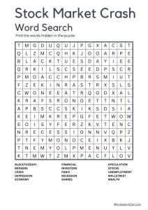 Stock Market Crash Word Search 35 Free Printable PDF File ...