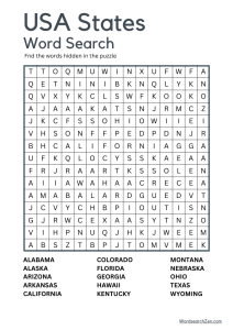 USA States Word Search Free Printable PDF File - WordsearchZen.com