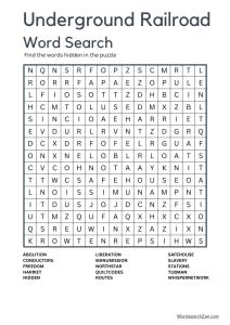 Underground Railroad Word Search 39 Free Printable PDF File ...