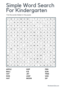 Simple Word Search For Kindergarten Free Printable PDF File ...