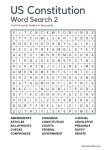 US Constitution Word Search Free Printable PDF File - WordsearchZen.com