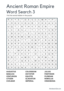 Ancient Roman Empire Word Search Free Printable PDF File ...