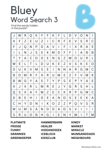 Bluey Word Search - Free Printable PDF | Word Search Zen
