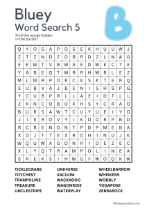 Bluey Word Search - Free Printable PDF | Word Search Zen