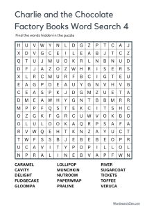 Charlie and the Chocolate Factory Books Word Search Free Printable PDF ...